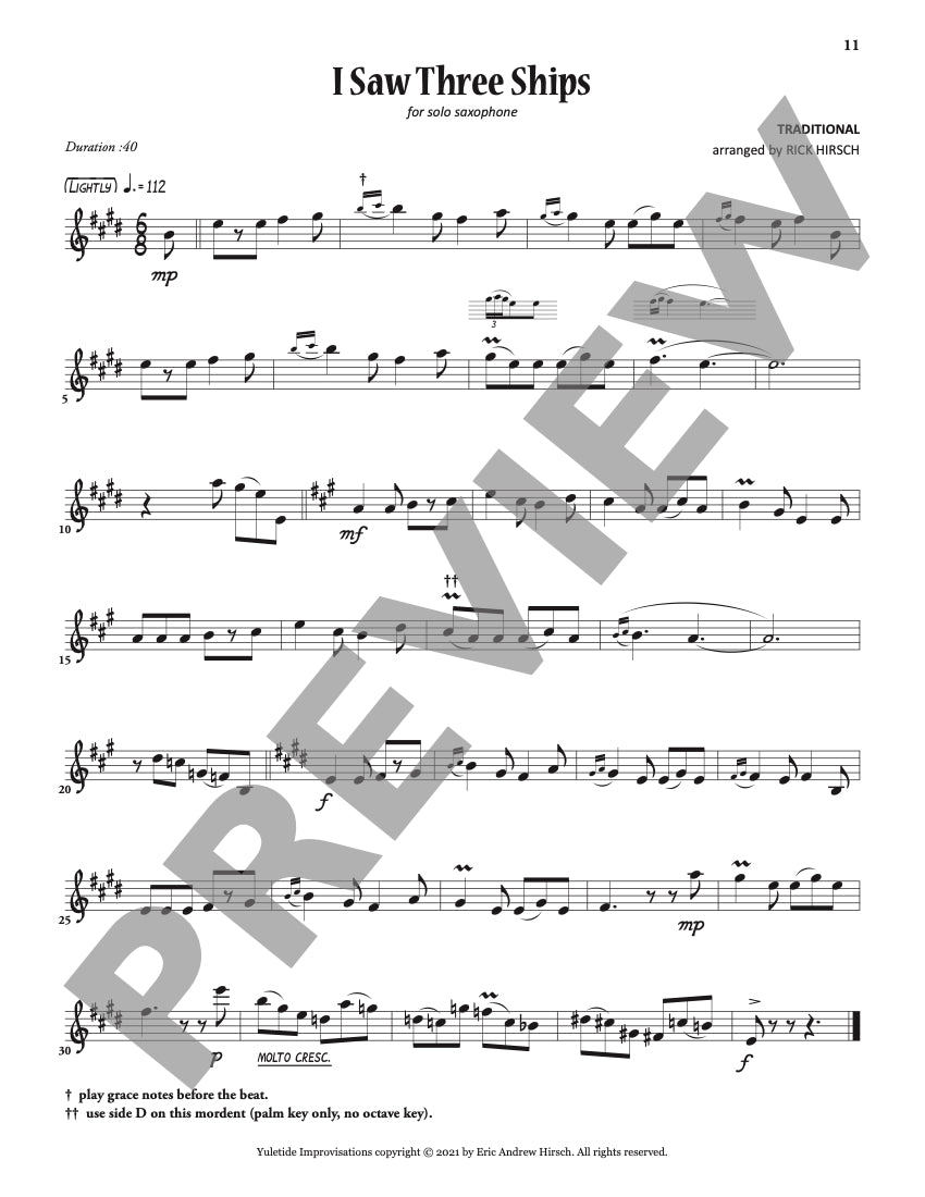 I Saw Three Ships for solo saxophone | arranged by Rick Hirsch ...